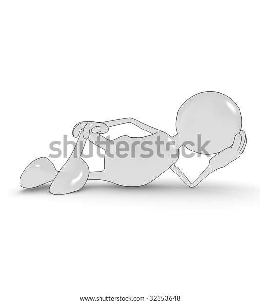 3d Cartoon Character Laying Down Relaxing Stock Illustration 32353648