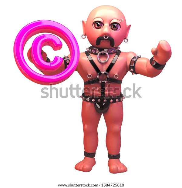 3d Cartoon Gay Leather Fetish Man Stock Illustration 1584725818