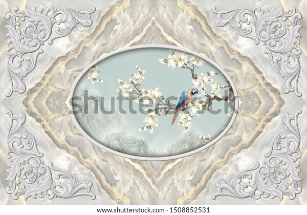 3d Ceiling Texture Stucco Decor Frame Stock Illustration 1508852531 ...
