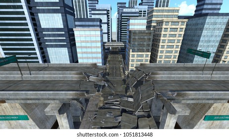 3d Cg Rendering Collapse Highway Stock Illustration 1051813448 ...