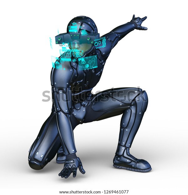 3d Cg Rendering Cyber Man Stock Illustration 1269461077