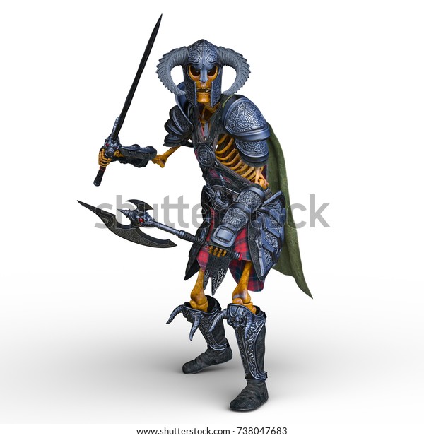 3d Cg Rendering Skeleton Knight Stock Illustration 738047683