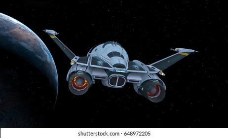 3d Cg Rendering Space Ship Stock Illustration 648972193