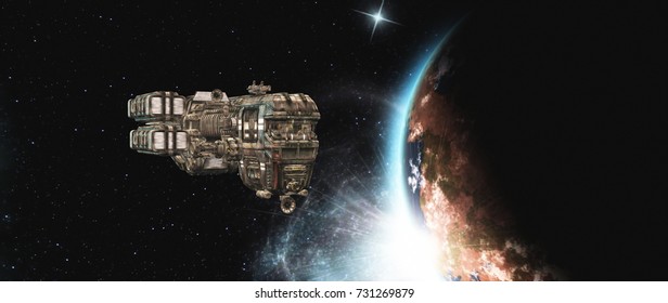 Alien Ufo Mothership Invasion Nearing Earth 스톡 일러스트 205703479