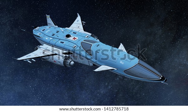 3d Cg Rendering Space Ship Stock Illustration 1412785718