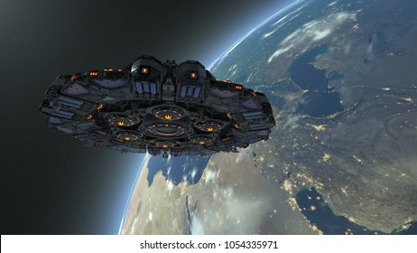 3d Cg Rendering Ufo Earthelements This Stock Illustration 1054335971 ...