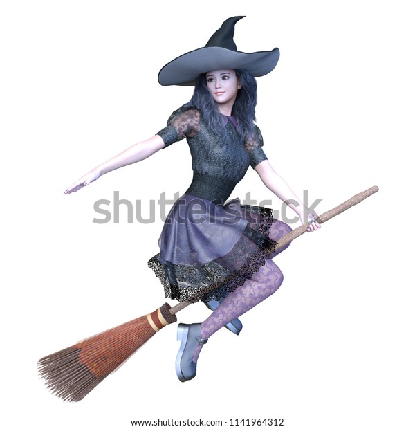 3d Cg Rendering Witch Costme Woman Stock Illustration 1141964312