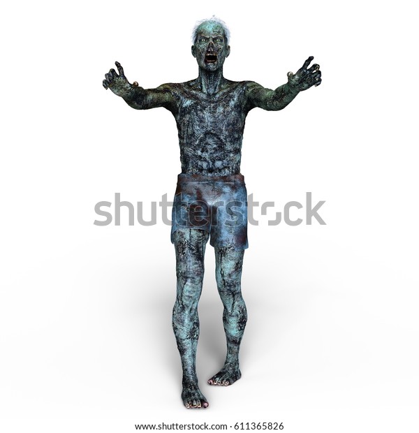 3d Cg Rendering Zombie Stock Illustration 611365826