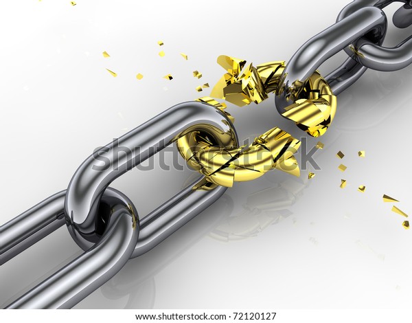 3d Chain Weakest Link Breaking Free Stock Illustration 72120127 ...