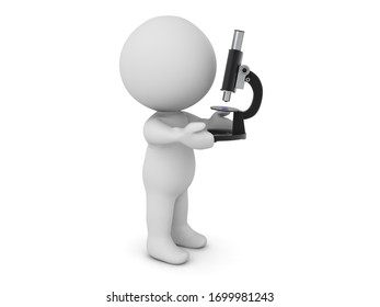 3d Character Holding Microscope 3d Rendering Stock Illustration ...