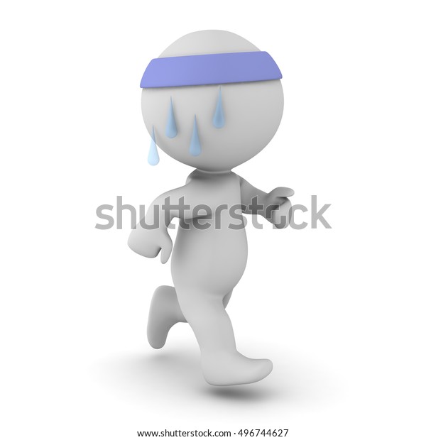 3d Character Jogging Sweating Isolated On Stock Illustration 496744627