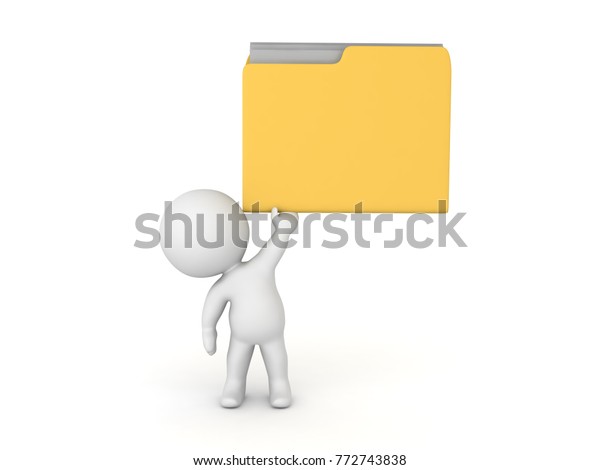3d Character Lifting File Folder Isolated Stock Illustration 772743838