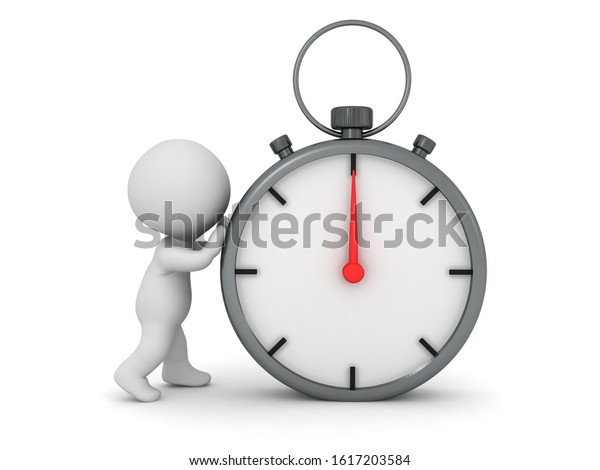3d Character Pushing Stopwatch Timer 3d Stock Illustration 1617203584 ...