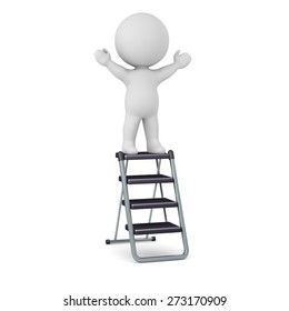 3d People Man Person Ladder Cloud Stock Illustration 125404277