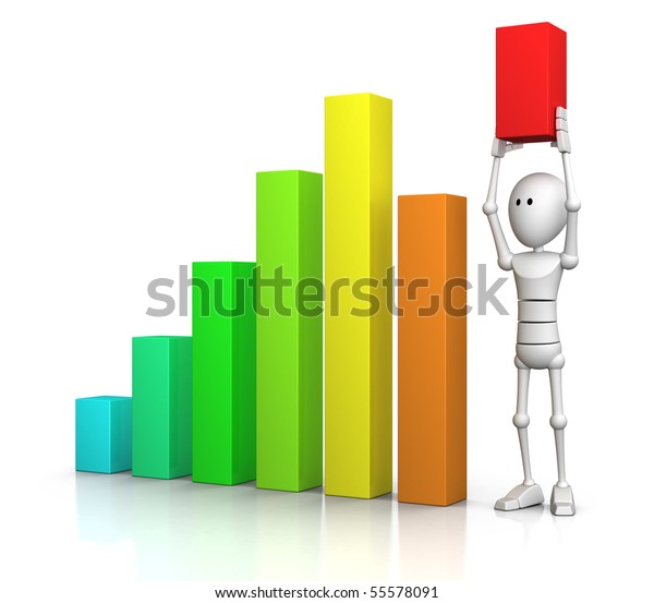 3d Character Stands Bar Chart Raises Stock Illustration 55578091 ...