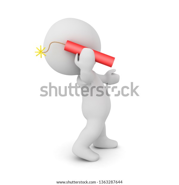 3d Character Throwing Stick Dynamite 3d Stock Illustration 1363287644 ...