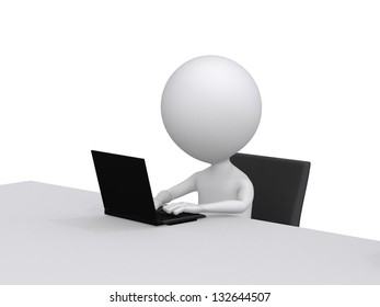 3d Character Working On Computer On Stock Illustration 132644507 ...