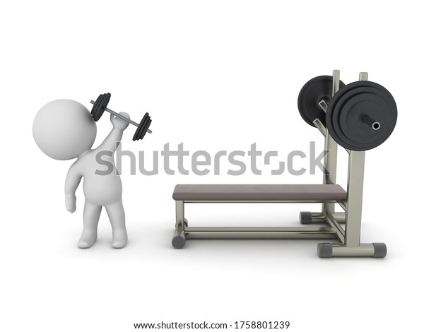 3d Character Working Out Next Bench Stock Illustration 1758801239 ...