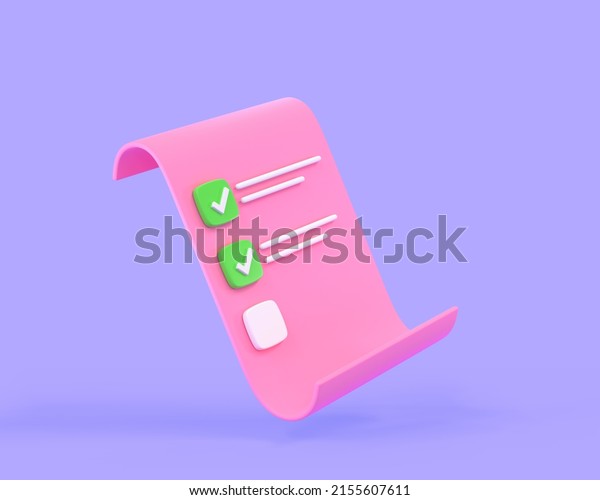 3d Checklist Check Marks Pink Sheet: ภาพประกอบสต็อก 2155607611 ...