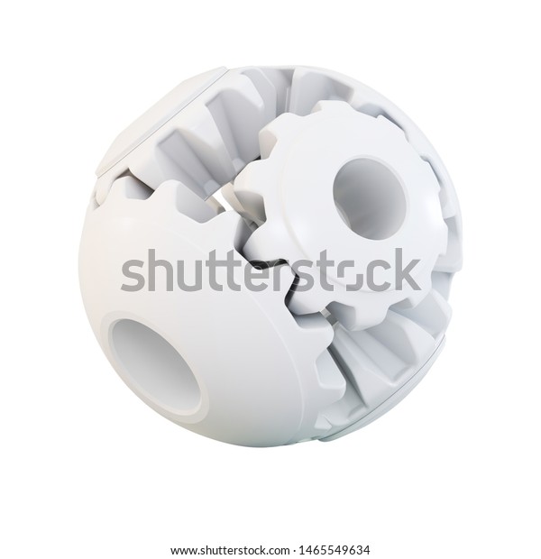 3d Cogs White Abstract Sphere On Stock Illustration 1465549634 ...