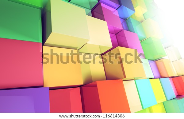 3d Colored Cubes Background Stock Illustration 116614306 | Shutterstock