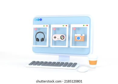 3d Computer Screen Flat Design Template Stock Illustration 2185120801 ...