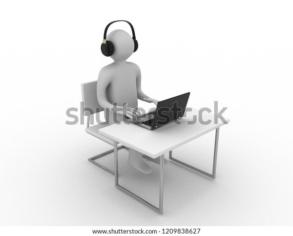 3d Computer Worker Concept3d Illustration Stock Illustration 1209838627 ...