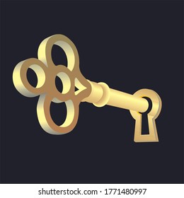 Golden Key Keyhole 3d Vector Icon Stock Vector (Royalty Free) 583908325