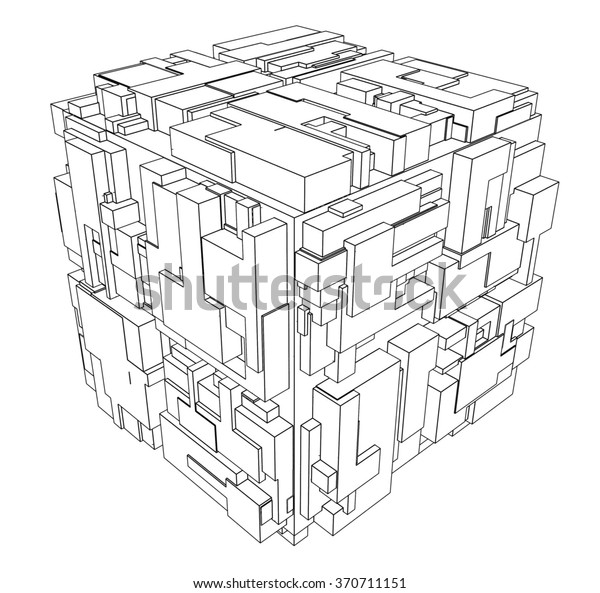 3d Crazy Perspective Line Drawing Stock Illustration 370711151 ...