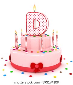 Birthday Cake One Red Candle Drip Stock Photo (Edit Now) 1282637875