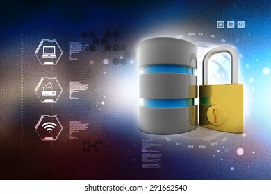 3d Database Padlock Security Concept Stock Illustration 291662540 ...