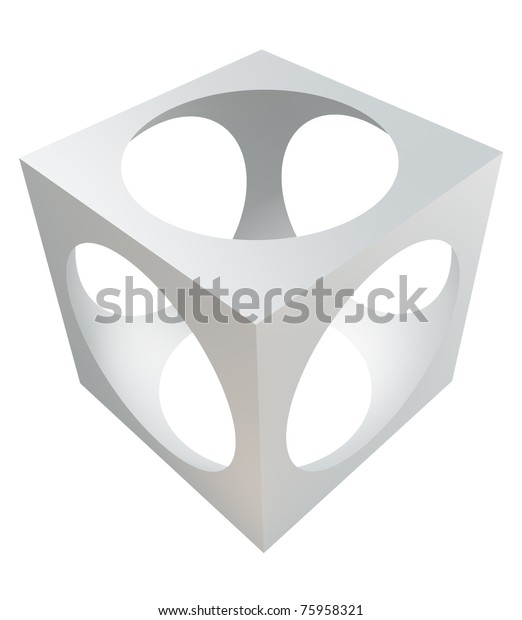 3d Design Element Cube Cutout Sphere Stock Illustration 75958321 ...