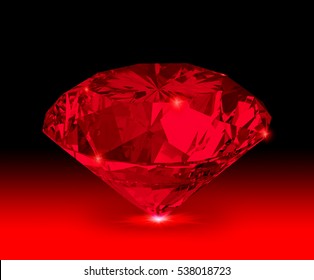 Realistic Red Ruby Reflection Red Glow Stock Vector (Royalty Free ...