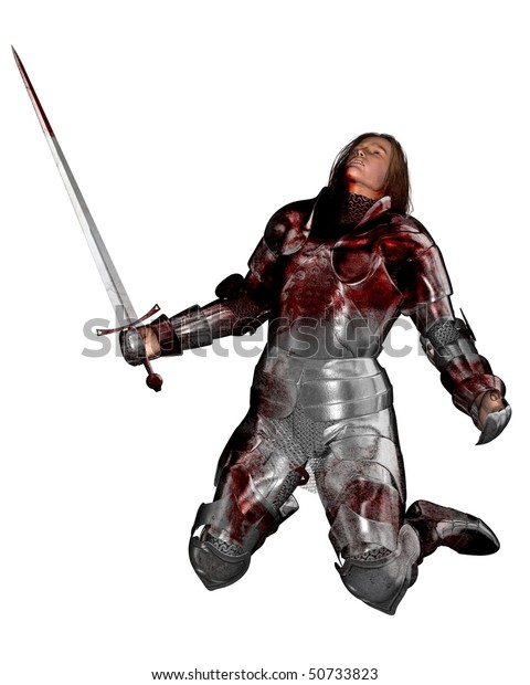 3d Digital Render Wounded Knight Bloodstained Stock Illustration ...