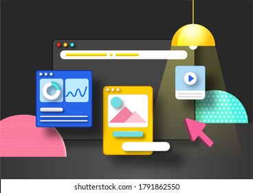 3d Digital Website Design Elements Stock Illustration 1791862550 ...