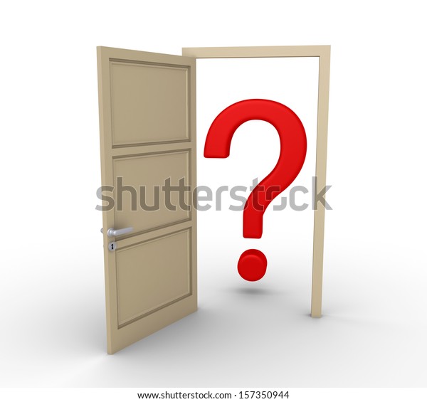 3d Door Open Question Mark Symbol: ilustración de stock 157350944 ...