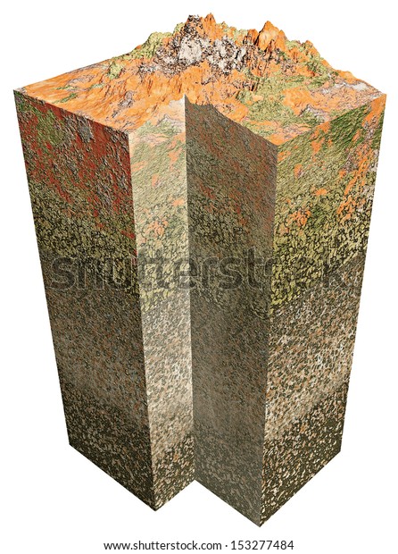 3d Earth Section On White Background Stock Illustration 153277484 ...