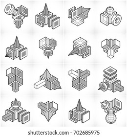 3d Engineering Vectors Abstract Shapes Collection Stock Vector (Royalty ...