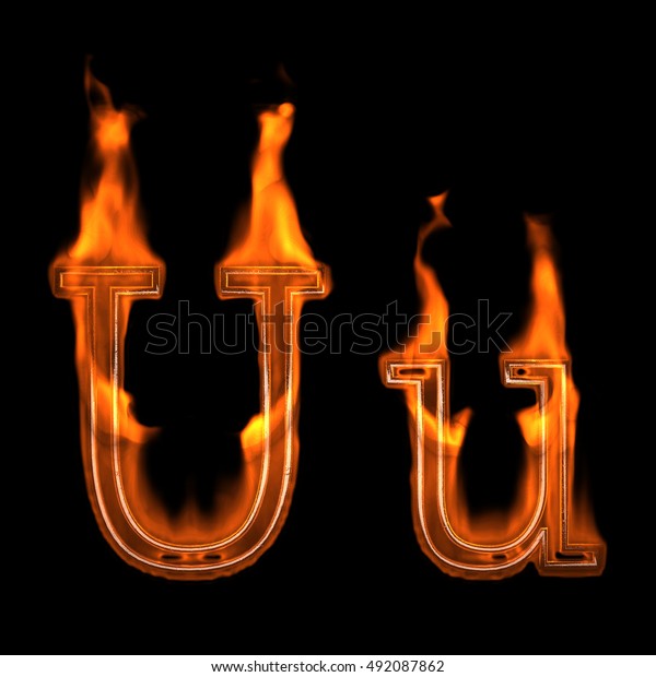 3d Fire Alphabet Uppercase Lowercase Letters: стоковая иллюстрация ...