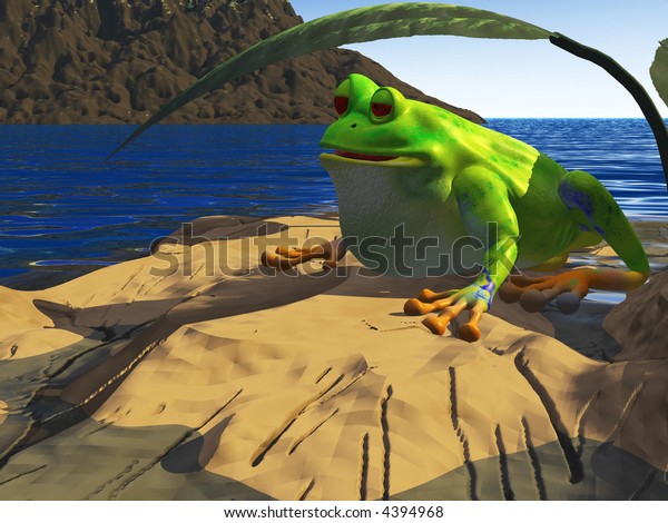 3d Frog Render Sits Under Shady 스톡 일러스트 4394968 | Shutterstock