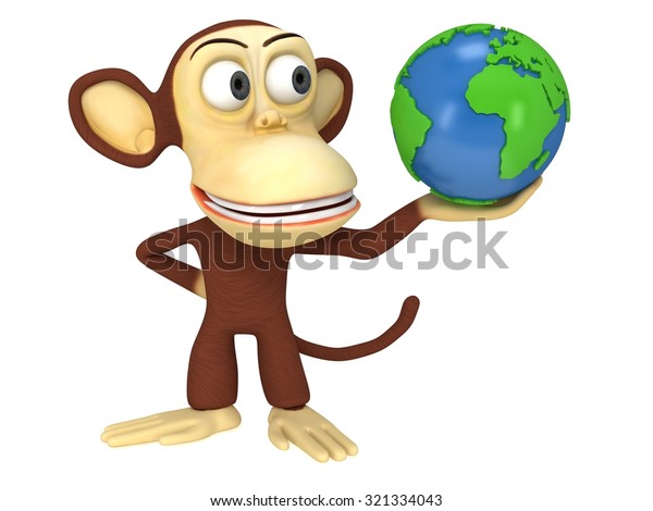 3d Funny Monkey Earth Globe 3d Stock Illustration 321334043 | Shutterstock
