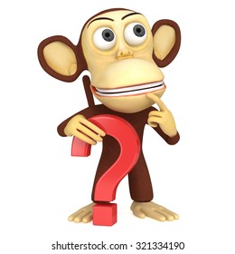 3d Funny Monkey Red Question Mark: ilustración de stock 321334190 ...
