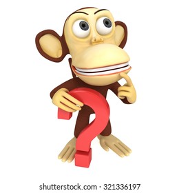3d Funny Monkey Red Question Mark Stock Illustration 321336170