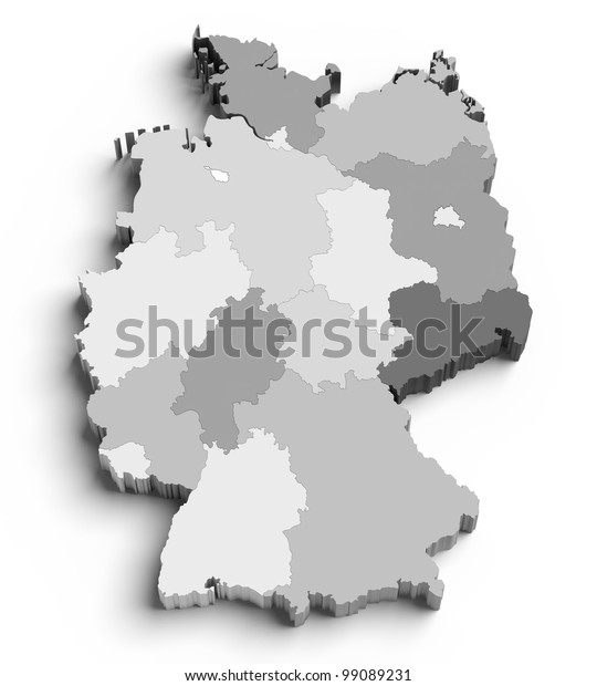 3d Germany Map Regions Main Cities Stock Illustration 99089231 ...