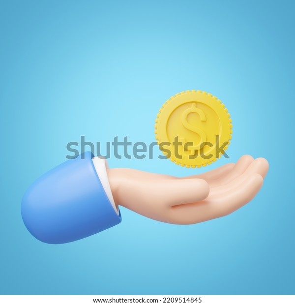 3d Gold Coin Float Hand Isolated Stock Illustration 2209514845 ...