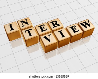 3d Golden Boxes Text Interview Word Stock Illustration 13865869 ...