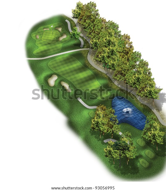 3d Golf Course Hole Layoutthree Dimensional Stock Illustration 93056995 ...