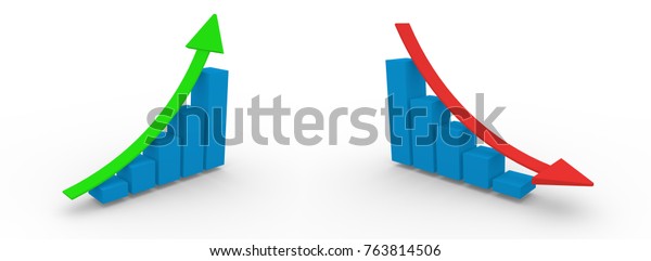 3d Graph Going Down Green Red Stock Illustration 763814506