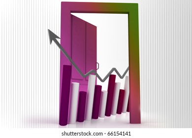 3d Graph Opening Door Entering Business Stock Illustration 66154141 ...