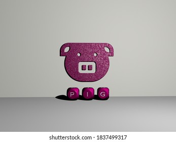 3d Graphical Image Pig Vertically Along Stock Illustration 1837499317 ...